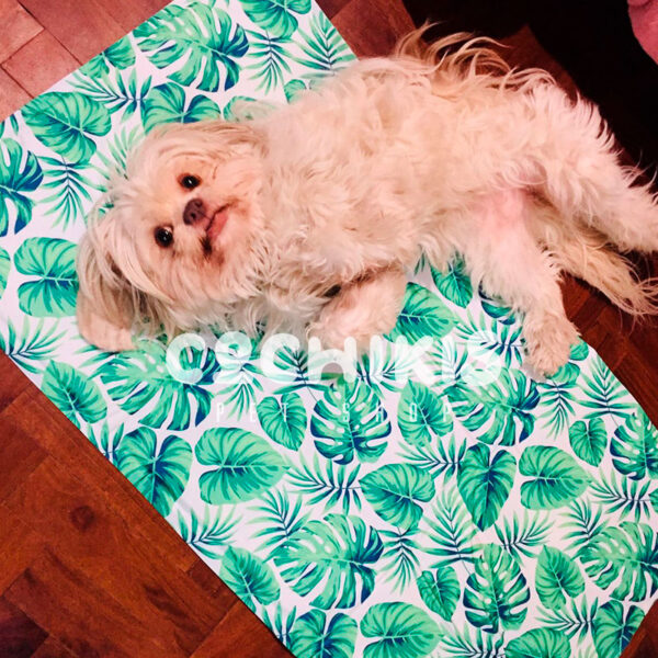 Manta Refrescante Talla XL Hojas Verdes para mascotas - Pet Cool Mat - Cochikis Pet Shop