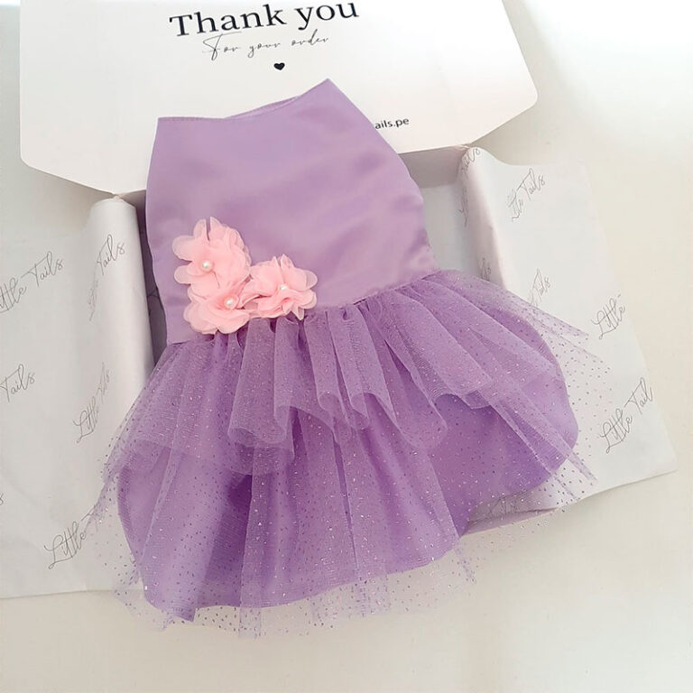 Vestido Sweet Morado para perros y gatos - Little Tails - Cochikis Pet Shop